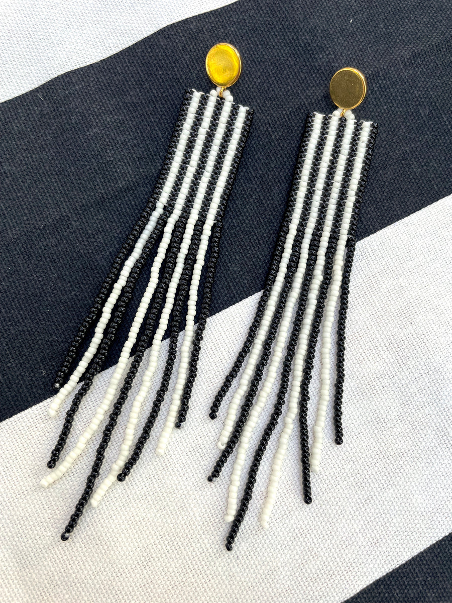 The Adrian Earring Black White Striped XTRA by Stacey